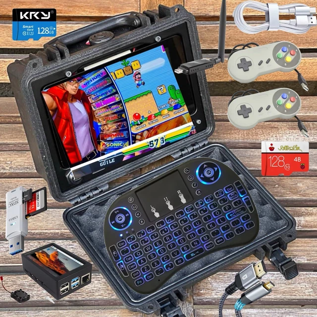 RASPBERRY PI 4 B BOARD+Screen+RetroPie Desktop/Arcade Kit Plug&Play ...
