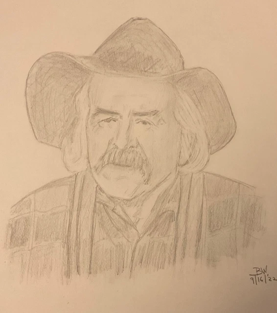 THE WALTONS PENCIL DRAWING 11x14 RALPH WAITE/WILL GEER ORIGINAL ...