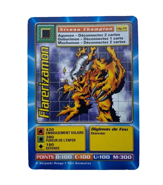 CARTE FLARERIZAMON DIGIMON 1999 toei animation fr card mp-74 niveau champion EUR 4,00 - PicClick FR
