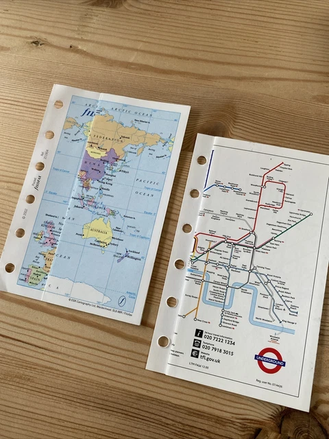 FILOFAX-WORLD/EUROPE MAP & TUBE MAP RARE-Folds Out Double Sided POCKET ...