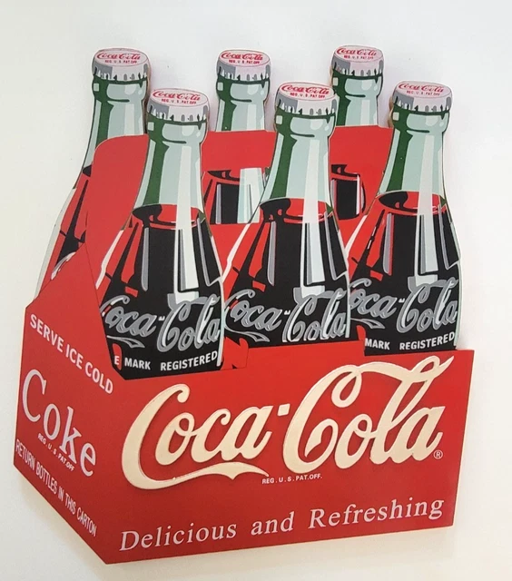VINTAGE RARE COCA-COLA Six Pack Carton Heavy Duty Wood Sign Retro 15 ...