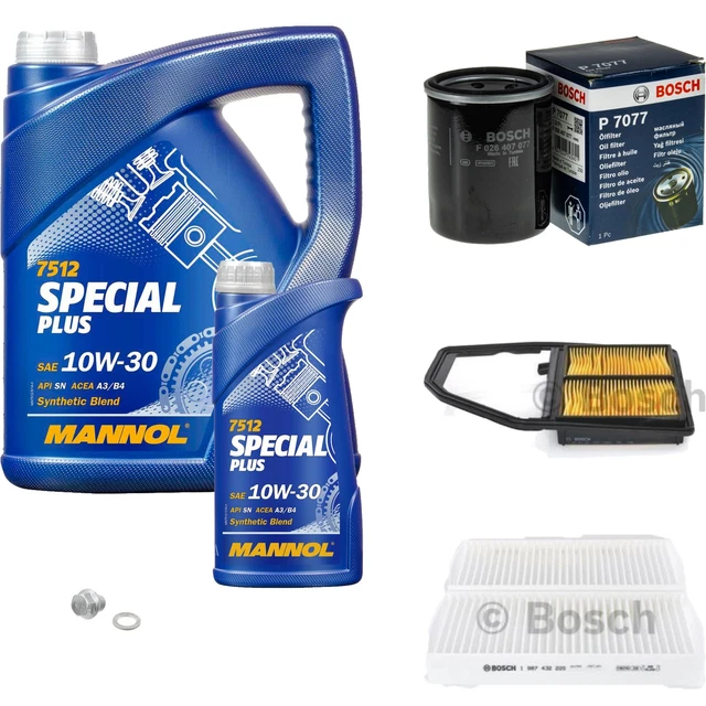 BOSCH INSPECTION SET 6L MANNOL Special Plus 10W-30 pour Honda Civic VII ...