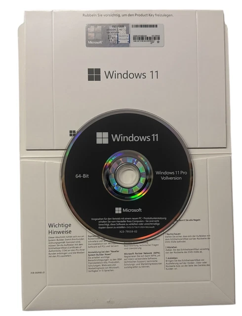MICROSOFT WINDOWS 11 Pro 64Bit Deutsch OEM COA Vollversion Original ...
