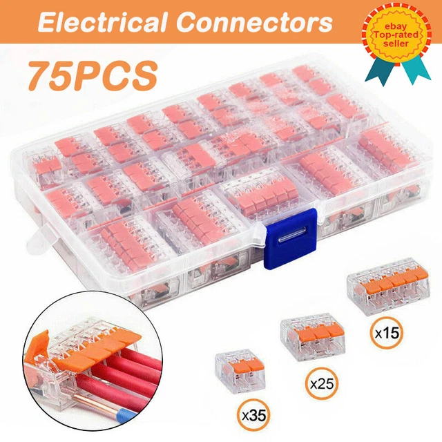 75PCS 221 ELECTRICAL Connectors Wire Block Clamp Terminal Cable ...