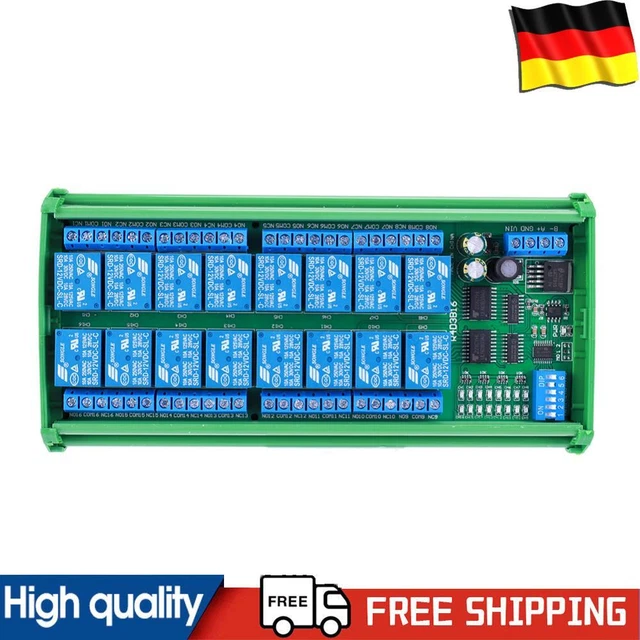 16 CHANNEL MODBUS RTU RS485 Relay Board RS485 Relay Module Control Switch Board EUR 27,01 ...