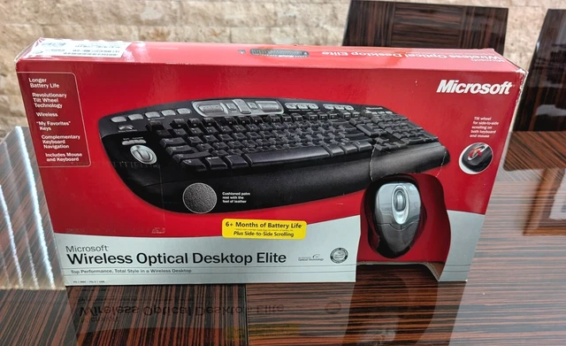 NEW MICROSOFT WIRELESS Optical Desktop Elite USB/PS2 Keyboard And Mouse ...