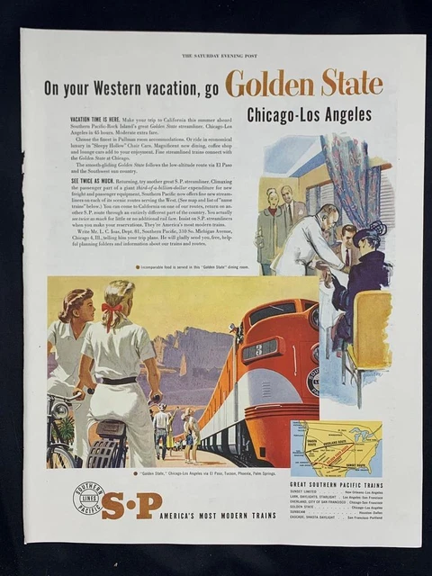 MAGAZINE AD* - 1951 - Southern Pacific Railroad - Golden State £7.40 ...