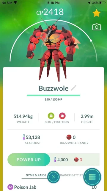 POKÉMON GO - Buzzwole 3 moveset unlocked-Best for ULTRA LEAGUE PVP- T r ...