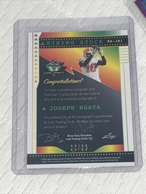 2022 LEAF VALIANT Rising Stock Orange Joseph Ngata Rookie Auto /25 RS ...