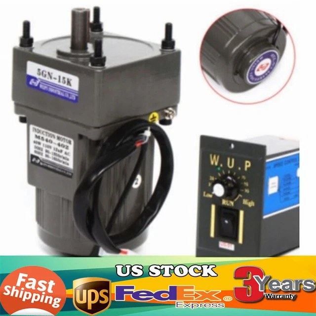 AC GEAR MOTOR Electric Motor Variable Speed Controller 1:15 90 RPM 110V ...