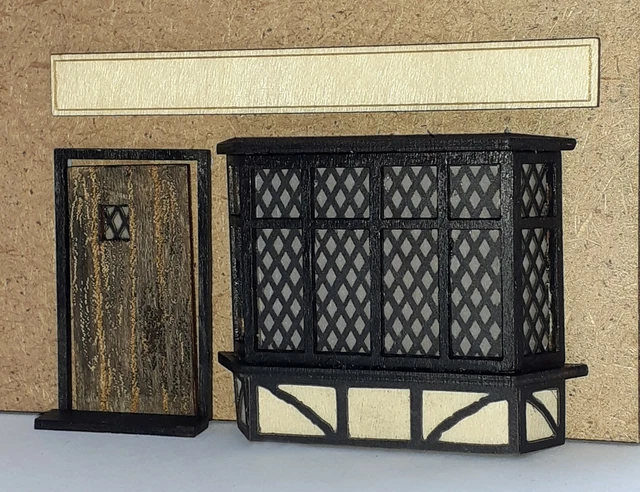 BOOK NOOK BLANK Tudor Medieval Bay Window Door for Diorama Dolls House ...