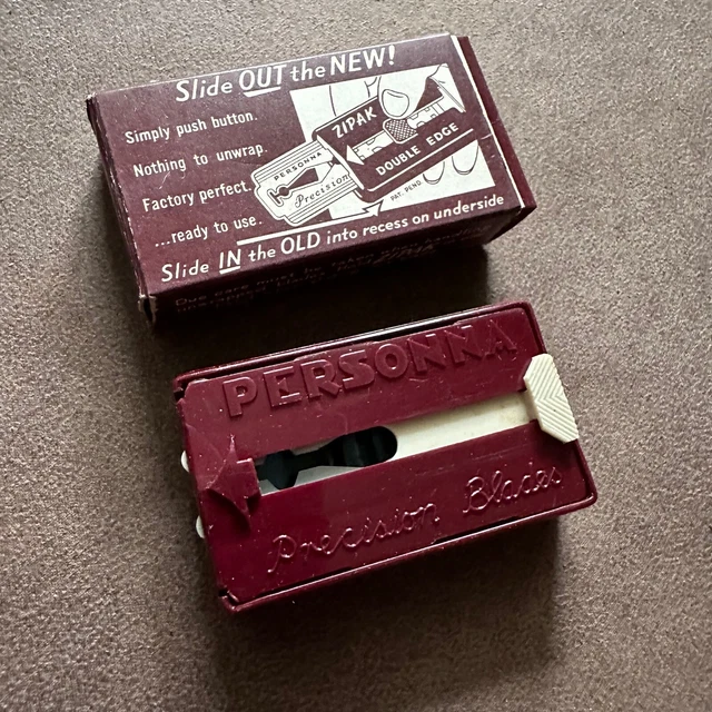 VINTAGE PERSONNA PRECISION BLADES ZIPACK RAZOR BLADE DISPENSER w/ BOX ...