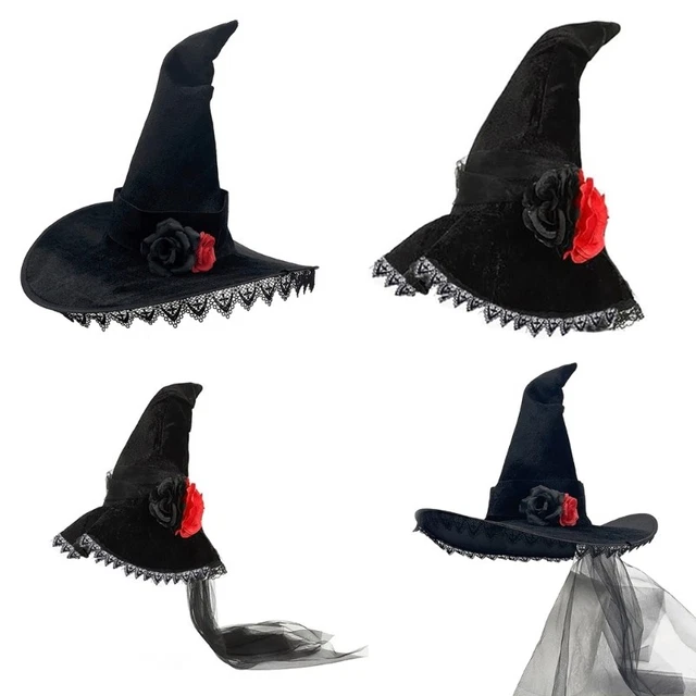 SPOOKY PARTY HEADWEAR Durability Meshes Witch Hat Gothicism Laces Veil ...