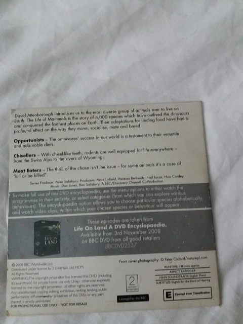 DAVID ATTENBOROUGH BBC The Life of Mammals - 3 épisodes - DVD promo ...
