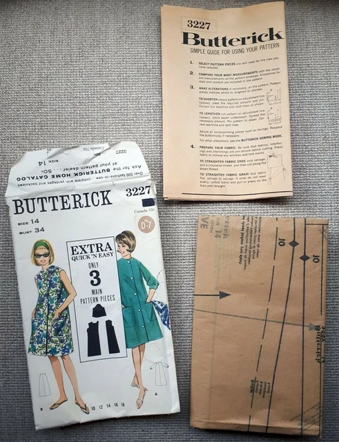1960S VINTAGE SEWING Pattern Butterick 3227 Misses Easy Beach Coat ...