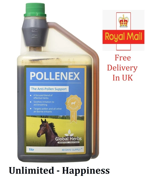 GLOBAL HERBS HORSE PolleneX Liquid - 1 Litre Anti-Pollen Support ...