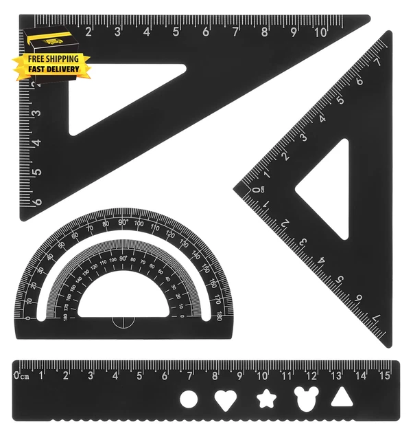 4 PCS METAL Protractor, Drafting Metal Triangle Ruler & Protractor Set ...