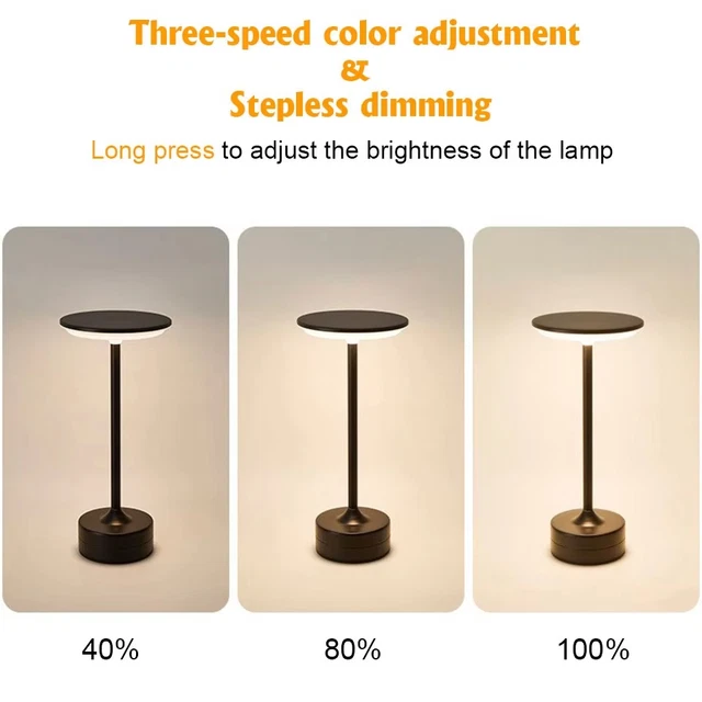 LED TABLE LAMP Touch Sensor Night Light USB Rechargeable Portable ...