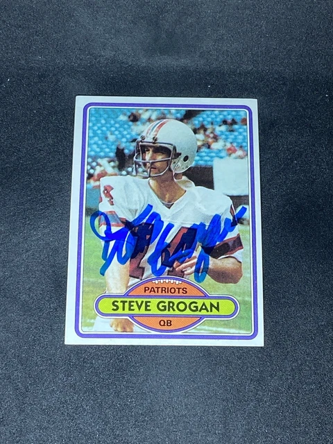 CARTE SIGNÉE AUTO dédicacée Steve Grogan 1980 Topps #435 New England ...
