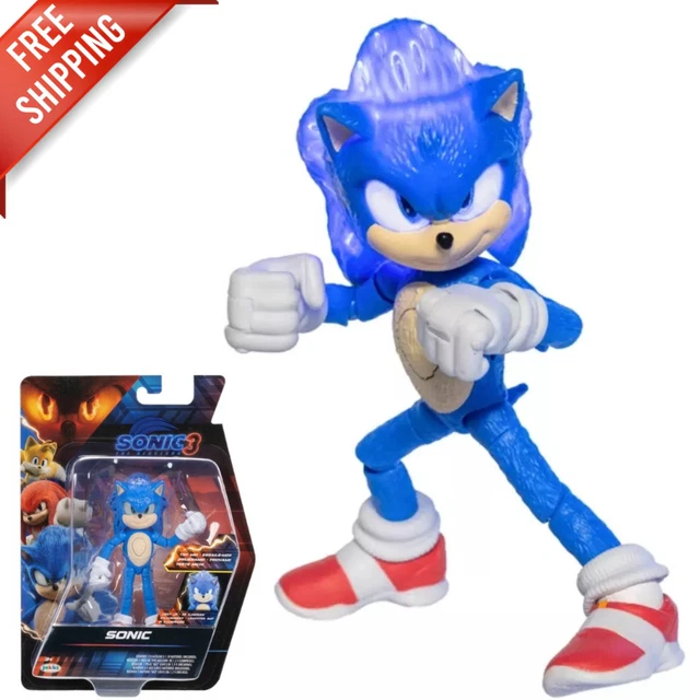 SONIC THE HEDGEHOG 3 Movie 12cm Light-Up Sonic Figure Jakks Pacific New ...
