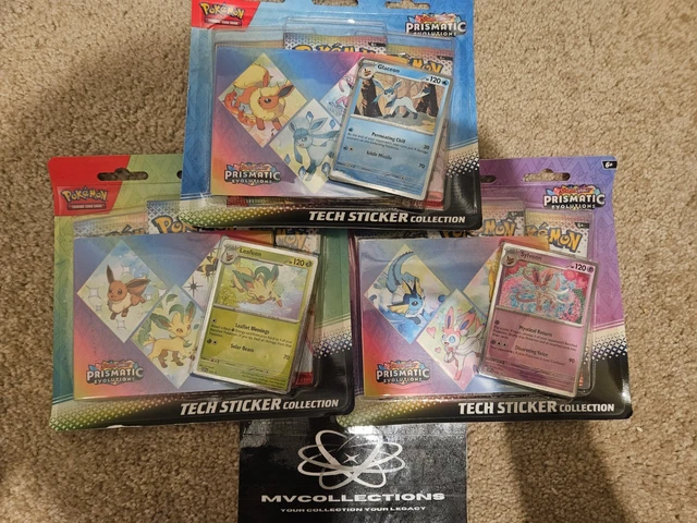 (SET OF 3) Pokemon Prismatic Evolutions Tech Sticker Collection NEW ...