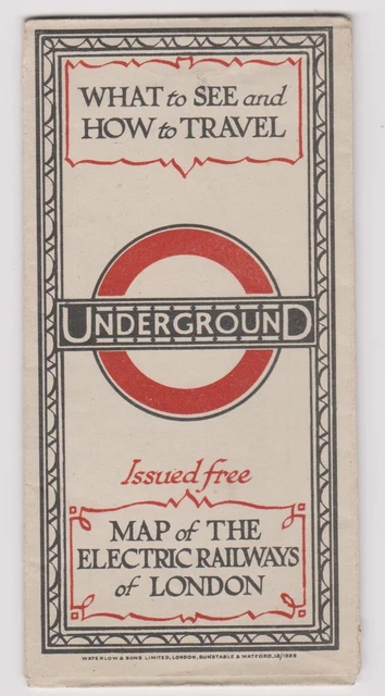 1920S LONDON UNDERGROUND MAP OF THE ELECTRIC RAILWAYS TUBE STATIONS ...
