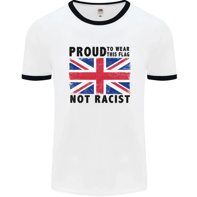 PROUD TO WEAR Flag Not Racist Union Jack Mens Ringer T-Shirt EUR 14,76 ...