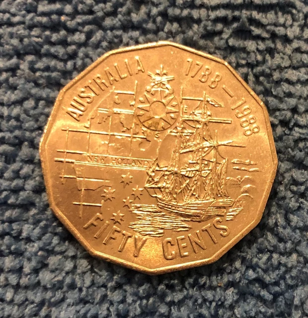 1988 TALL SHIPS 50 Cent Bi-centenary Issue Ex-Mint Roll Uncirculated ...