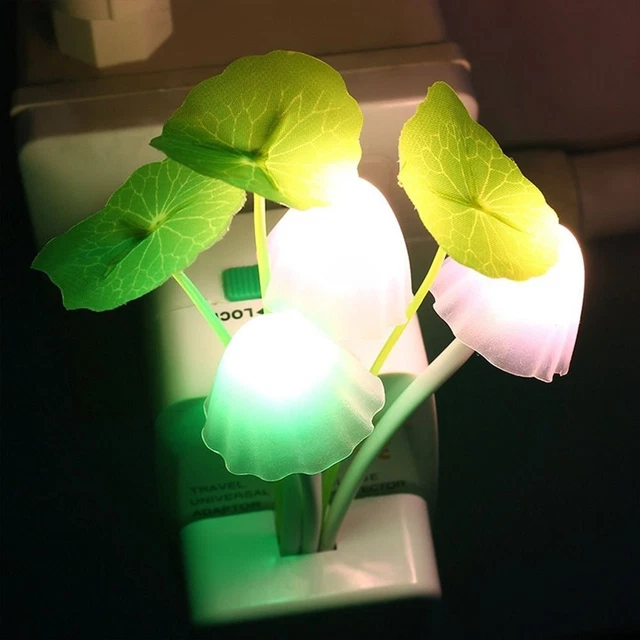 LITTLE NIGHT LIGHT Floral Lamp LED Mushroom Night Lights For US EU Plug ...