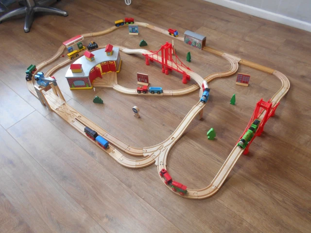 WOODEN THOMAS THE tank engine train set includes engine sheds trains ...