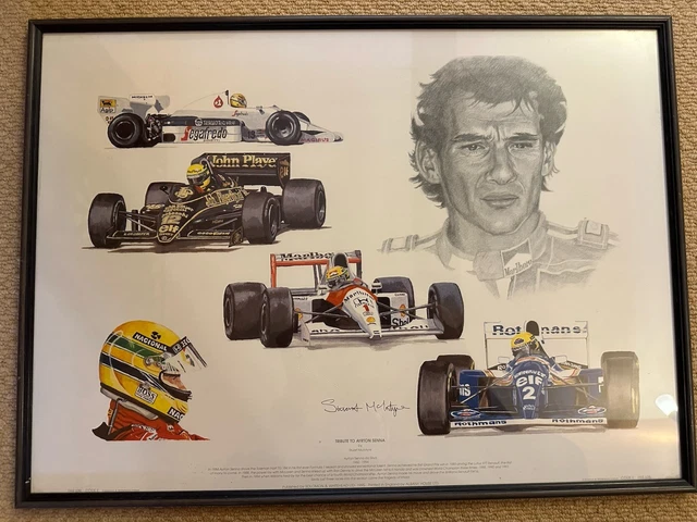TRIBUTE TO AYRTON Senna art printby Stuart McIntyre Formula 1 FI Framed ...