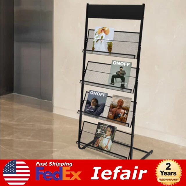 NEWSPAPER RACK MAGAZINE Stand Literature Holder Office Book Storage ...