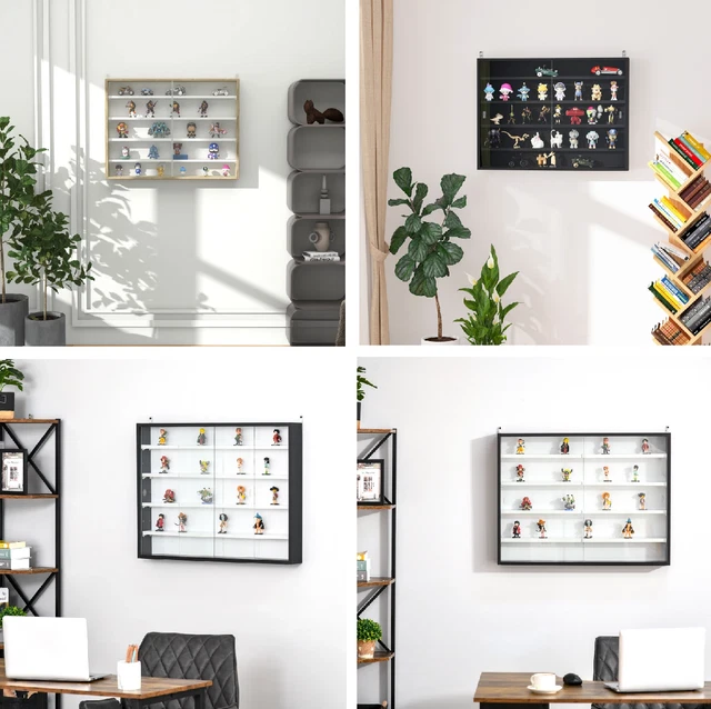 DISPLAY WALL CABINETS Glass Models Vitrine Collectors Storage Box Unit ...