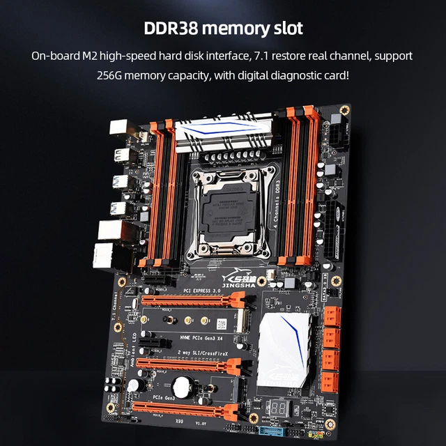 X99 COMPUTER MOTHERBOARD 8 X DDR3 7.1 Channel Desktops MainBoard ...