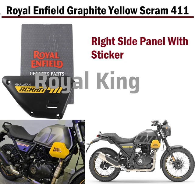 ROYAL ENFIELD &GRAPHITE Yellow Scram 411" Right "Side Panel With ...
