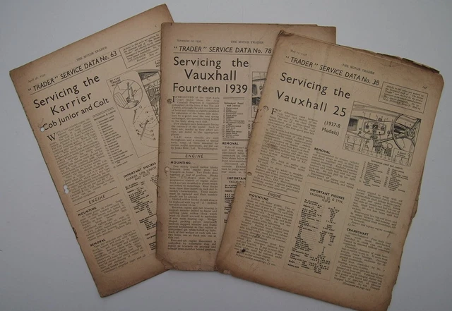 MOTOR TRADER SERVICE Data Sheet Published 1930s, 1940s £12.75 - PicClick UK