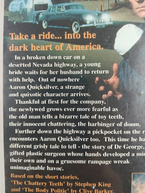 STEPHEN KING AND Clive Barkers Quicksilver Highway VHS Tape M15+ Rating ...