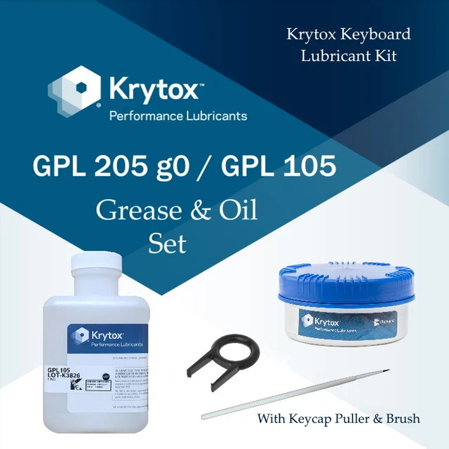 TASTATURSCHMIERSET - KRYTOX 205g0 Fett (5g), Krytox 105 Öl (5g), Bürste ...