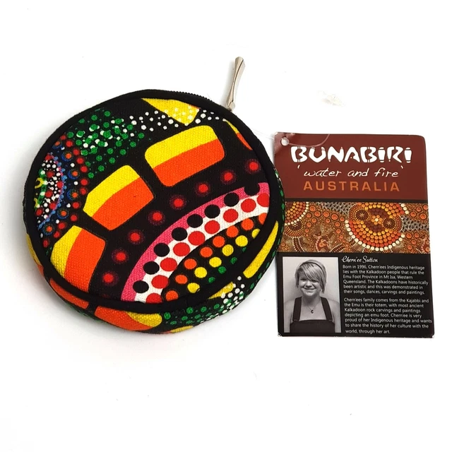 AUSTRALIAN SOUVENIR INDIGENOUS Aboriginal Art Money Coin Round Purse ...