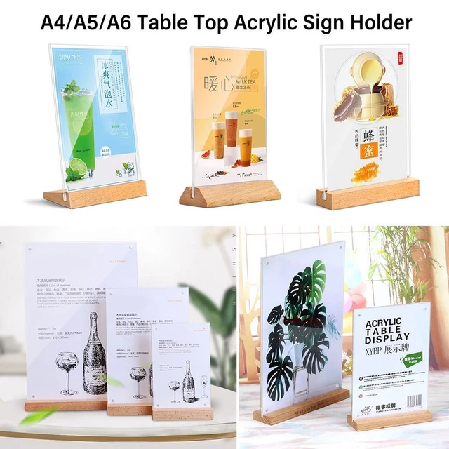 A4/A5/A6 TABLE TOP Sign Holder Acrylic Picture Card Frame Restaurant ...