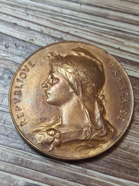 MÉDAILLE BRONZE O. Roty 13eme Brigade d'Artillerie 1895 Voitures 46,7 g ...