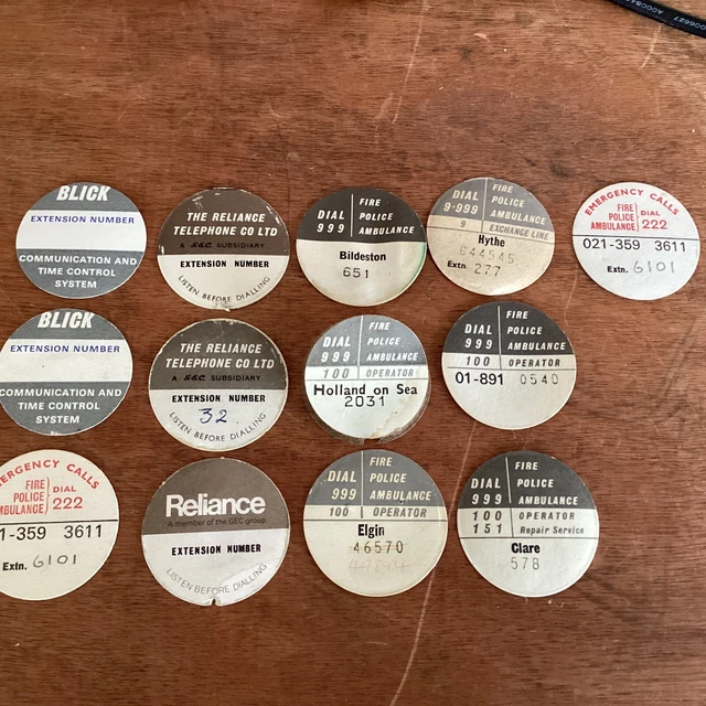 13 ORIGINAL telephone dial labels GPO RELIANCE BLICK £15.00 - PicClick UK