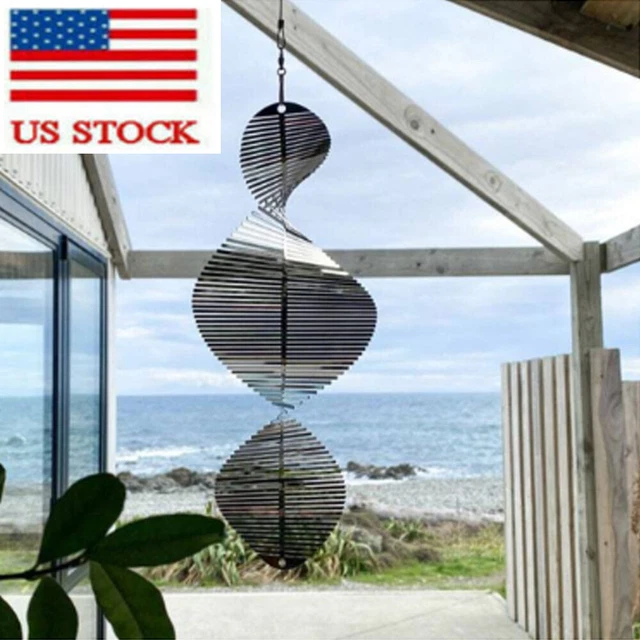 3D WIND CHIMES Metal Helix Spinners Outdoor Garden Yard Hanging Decor ...