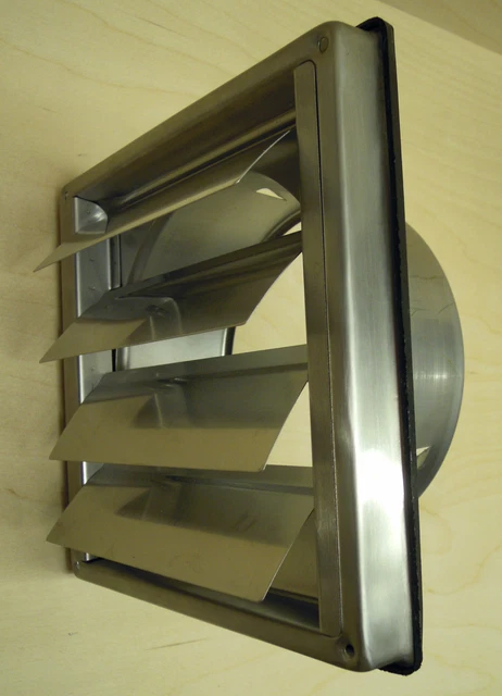 100 EXHAUST AIR Wall Box Stainless Steel Slat Grille Back Flap Round ...