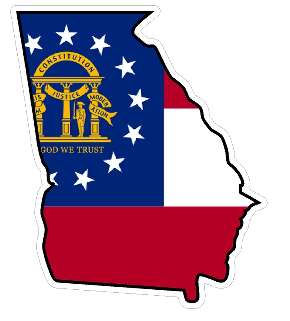 10CM AUTO-AUFKLEBER STICKER Georgia USA Staats-Umriss-Karte Flagge ...