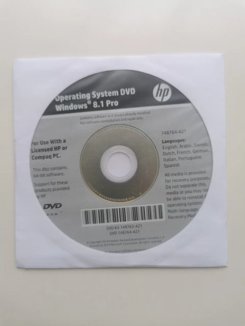 HP MICROSOFT WINDOWS 8.1 Pro Operating System (DVD) 64-bit £5.99 ...