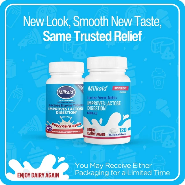 CHEWABLE TABLETS FOR Lactose Intolerance 60 Tabs Dairy Digestive Relief £9.95 - PicClick UK