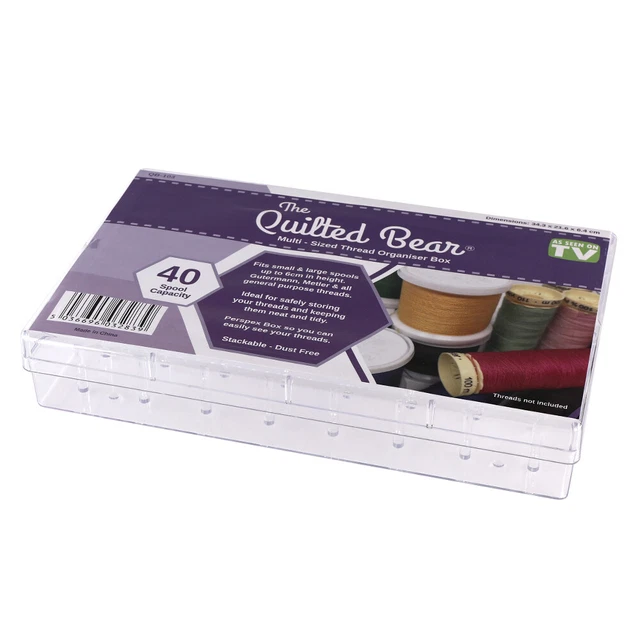 THE QUILTED BEAR Multi-Sized Sewing Thread Organiser Box 40 Spool £10. ...