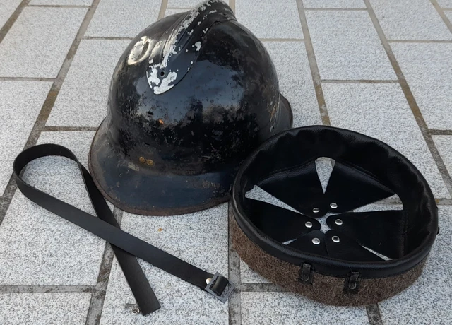 WW2 COIFFE D'INTÉRIEUR+JUGULAIRE casque Adrian mod 1926 CUIR helmet ...
