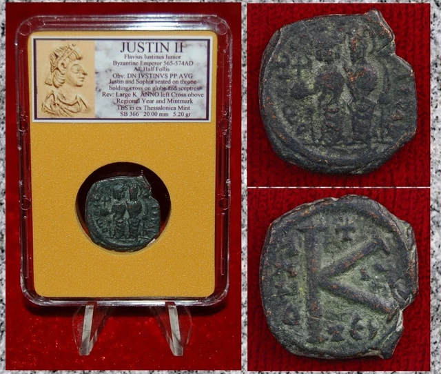 ANCIENT COIN BYZANTINE EMPIRE JUSTIN II Sophia and Justin II On Thrones ...